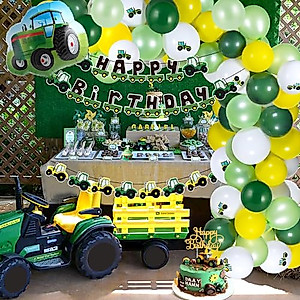Paper Jazz Tractor Birthday Party Supplies Green Yellow Balloon Happy Birthday Decorations for Boys Farm Themed Party Supplies