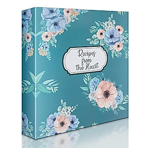 AR Kitchen Recipe Binder – Premium Recipe Organizer for 4 x 6-inch Cards – Anti-Tear Recipe Card Book Holder with 50 Cards - 25pcs Plastic Pockets Included – Elegant Floral Cover