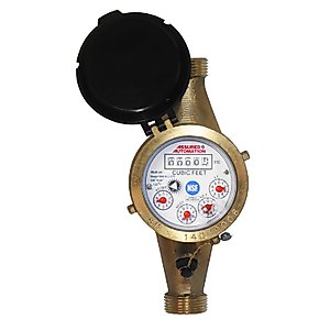 1/2” Water Meter: Lead Free Brass, NSF Certified, Multi-Jet, Cubic Feet (Horizontal Installation)