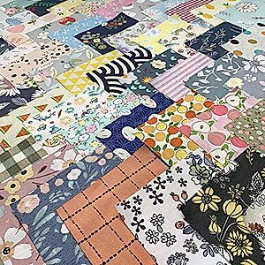 levylisa Pre Cut Assorted Printed Cotton Fabric Patchwork Fabric Quarter Bundle Patchwork Quilting Fabric Sets Sewing Fabric Patchwork Flower Dots DIY Quilting Handmade Craft 11.8” x 11.8”