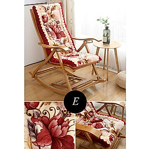 TYHZ Chair Cushion Rocking Chair Cushion,Thicken Folding One-Piece Wicker Chair Seat Pad,not-Slip Detachable Washable Swivel Rocker Chair Mat Chair Pad (Color : E, Size : 48x120cm(19x47inch))