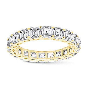 Jewel Zone US Asscher Cut White Cubic Zirconia Eternity Band Ring in 14k Yellow Gold Over Sterling Silver