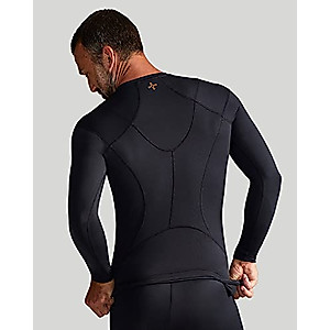 Tommie Copper Men's Pro-Grade Shoulder Support Shirt I UPF 50, Breathable, Long Sleeve Compression Shirt for Upper Body & Posture Support - Black - Medium