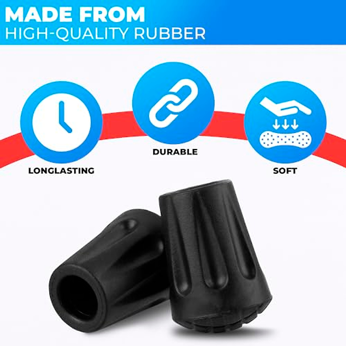 6Pcs Hiking Walking Stick Tips - Rubber Tips for Hiking Poles Hiking Accessories Collapsible Walking Stick Tips Rubber Tips for Canes - Hiking Pole Tips Rubber Tips for Walkers