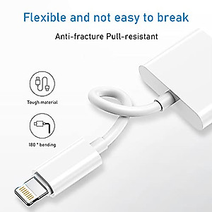 [2 in 1]Headphone Adapter for iPhone，Apple MFi Certified Lightning to 3.5mm Jack Dongle Headphone Accessories Aux Audio Compatible for iPhone 13/12/XS/7 8 Audio Earphone Adaptor Support All iOS System