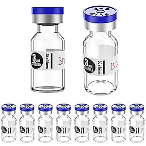 Ks-Tek Sterile Empty Vials with Self Healing Injection Port,with Flip Off Aluminum Cap,Sterile Package (3ml,10)