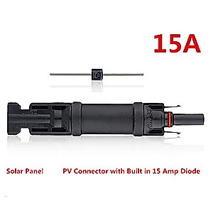 NUZAMAS Set of 2 Inline Built-in diode Connector 15 Amp Male to Female for Solar Panel Connection and 2 of Wrench Spanner Wiring Tool