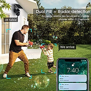 Solar Powered Wireless Security Camera Outdoor,ENSTER Pan Tilt WiFi Home Smart Cam Waterproof with Spotlight,Battery,Solar Panel, Color Night Vision,Motion Detection,2-Way Audio,SD&Cloud Storage-Black