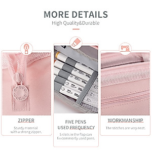 HVOMO Pencil Case Large Capacity Pencil Pouch Handheld Pen Bag Cosmetic Portable Gift for Office School Teen Girl Boy Men Women Adult (Pink)