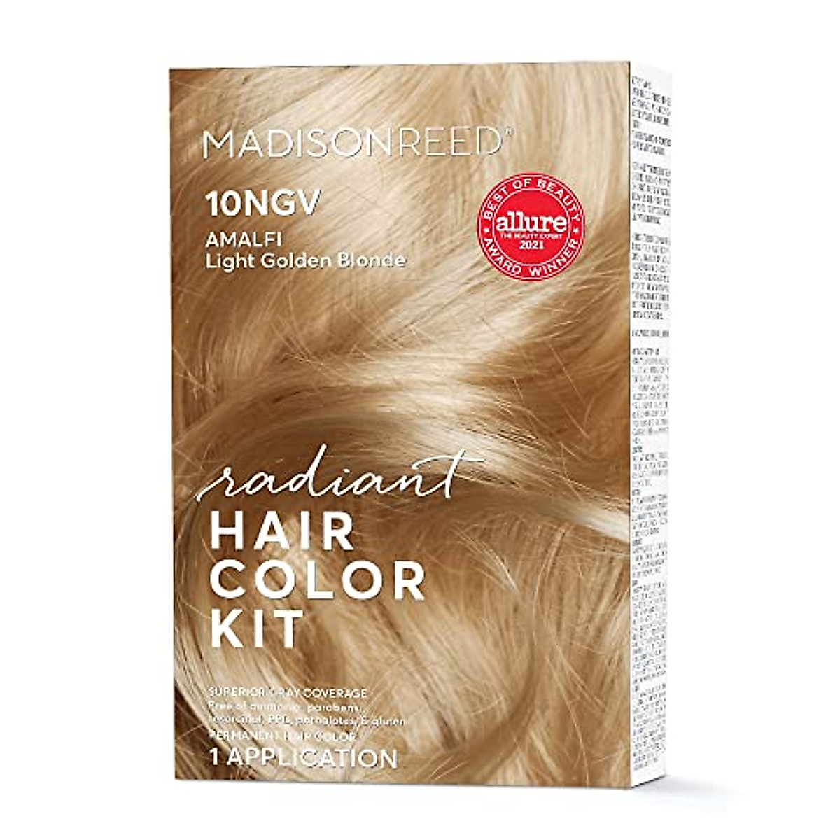 Madison Reed Radiant Hair Color Kit, Light Golden Blonde for Superior Gray Coverage, Ammonia-Free, 10NGV Amalfi Blonde, Permanent Hair Dye, Pack of 1