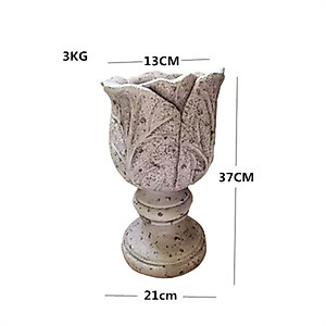 Flower Pot Garden Planters for Outdoor Plants, Round Classic Ceramic Flower Pots Indoor Traditional Front Porch - Large Imitation Stone Decorative Patio Deck House Plants, Succulents, Flowers