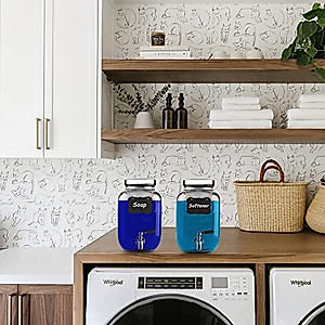 1 Gallon Drink Dispenser with Spigot 18/8 Stainless Steel – Airtight & Leakproof Glass Sun Tea Jar with Anti-Rust Lids, Beverage Dispenser for Parties - Laundry Detergent Holder