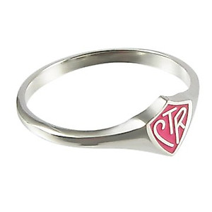 LDS Womens 0.925 Sterling Silver Pink Mini CTR Choose the Right Ring for Girls - LDS Rings, Womens CTR Rings, Girls CTR Rings