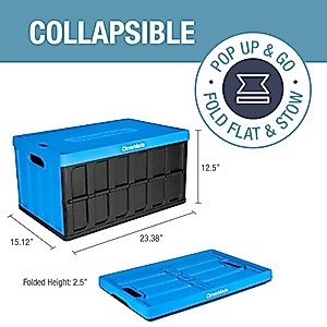 CleverMade 62L Collapsible Storage Bins - Durable Plastic Folding Utility Crates, Royal Blue, 3 Pack & CleverMade - 8034119-21843PK 62L Collapsible Storage Bins with Lids - 3 Pack, Neptune Blue