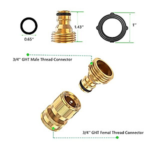 BoArt (6 Sets Garden Hose Quick Connector Set, Solid Brass 3/4 Inch Water Fitings Thread Easy Connect No-Leak Male Female
