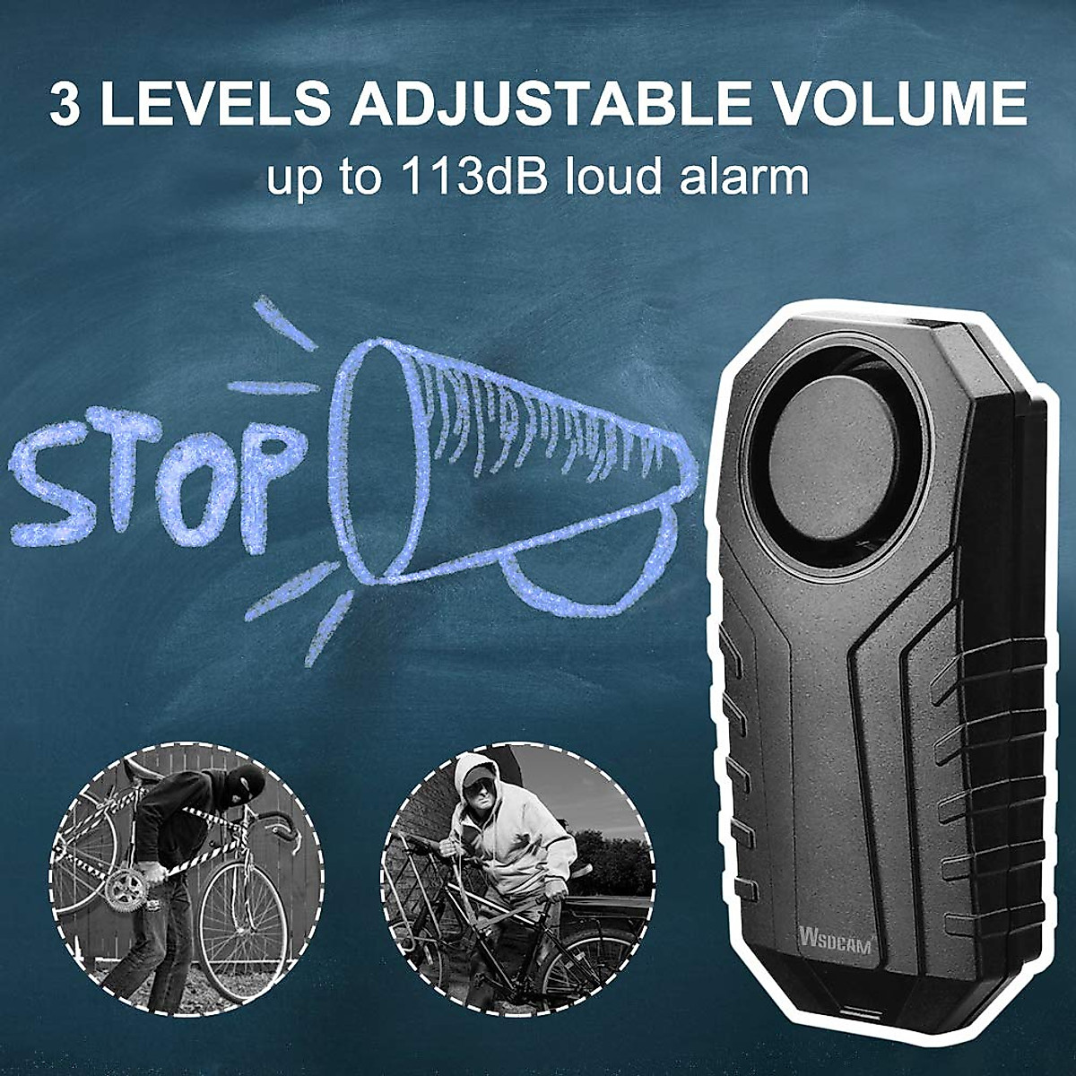 WSDCAM Bike Alarm & Rechargeable Horn Alarm, Loud Anti Theft Vibration Sensor for Scooter, Motorcycle & Vehicle Security