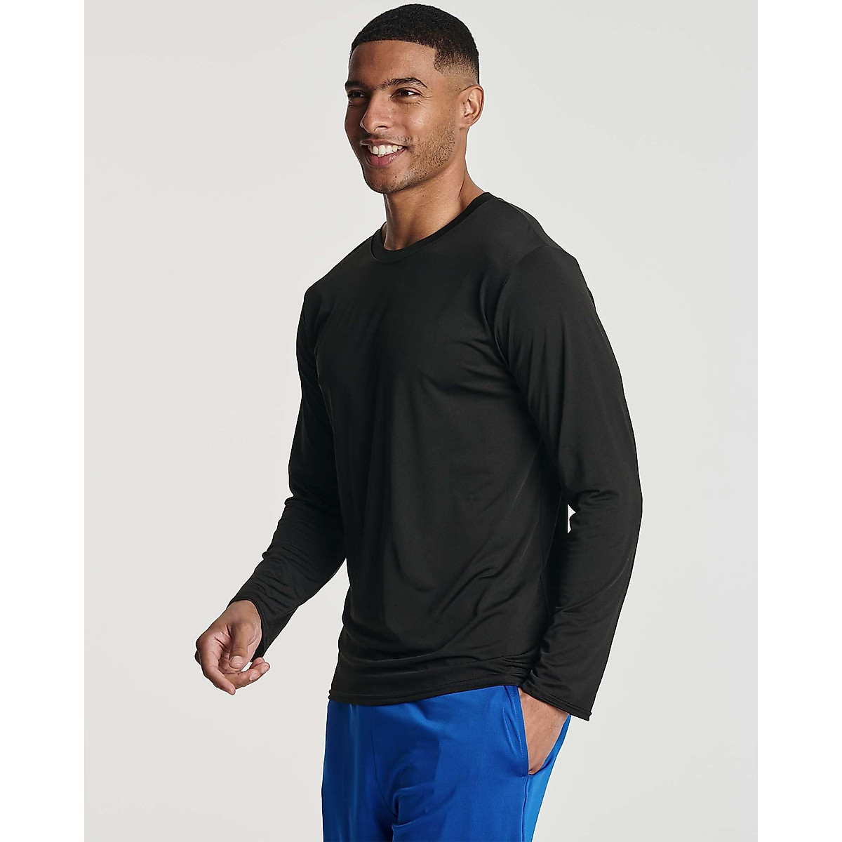 Real Essentials 4 Pack Mens Long Sleeve Shirts T-Shirt Fishing Athletic Workout Hiking UV UPF SPF Sun Protection Work Quick Dry Dri Fit Gym Tee Shirt Active Running Sport Tops Camisas Construction