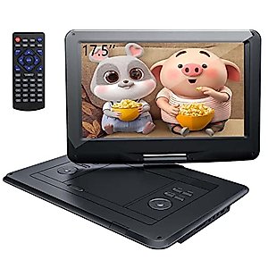 YOTON 17.5" Portable DVD Player with 15.5" HD Swivel Screen for Car and Kids, 4-6 Hours Working Time with Built-in Battery, Dual Stereo Speakers, USB/SD/AV/Audio/Gamepad Support [Not Support Blu-Ray]