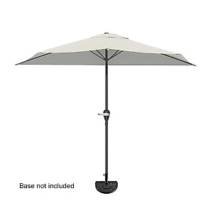Half Umbrella Outdoor Patio Shade - 9 ft Patio Umbrella with Easy Crank - Small Canopy for Balcony, Table, or Deck by Pure Garden (Tan)