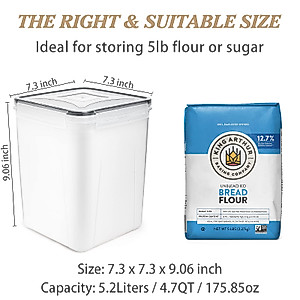 Large Food Storage Containers 5.2L /175oz, Wildone 4 Piece BPA Free Plastic Airtight Food Storage Containers for Flour, Sugar, Baking Supplies, Kitchen & Pantry Containers with 20 Labels