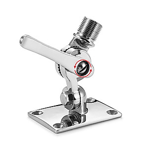 ZOMCHAIN Marine VHF Antenna Mounts, Ratchet Mount, 316 Stainless Steel Adjustable Base Mount for Boat
