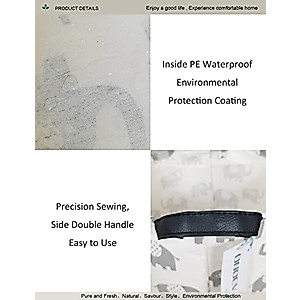 ONOEV 2 Pack Round Fabric Storage Bin,Decorative Basket,Organizer Basket with Handles,for Clothes Storage,books and sundries (2 Pack grey elephant)