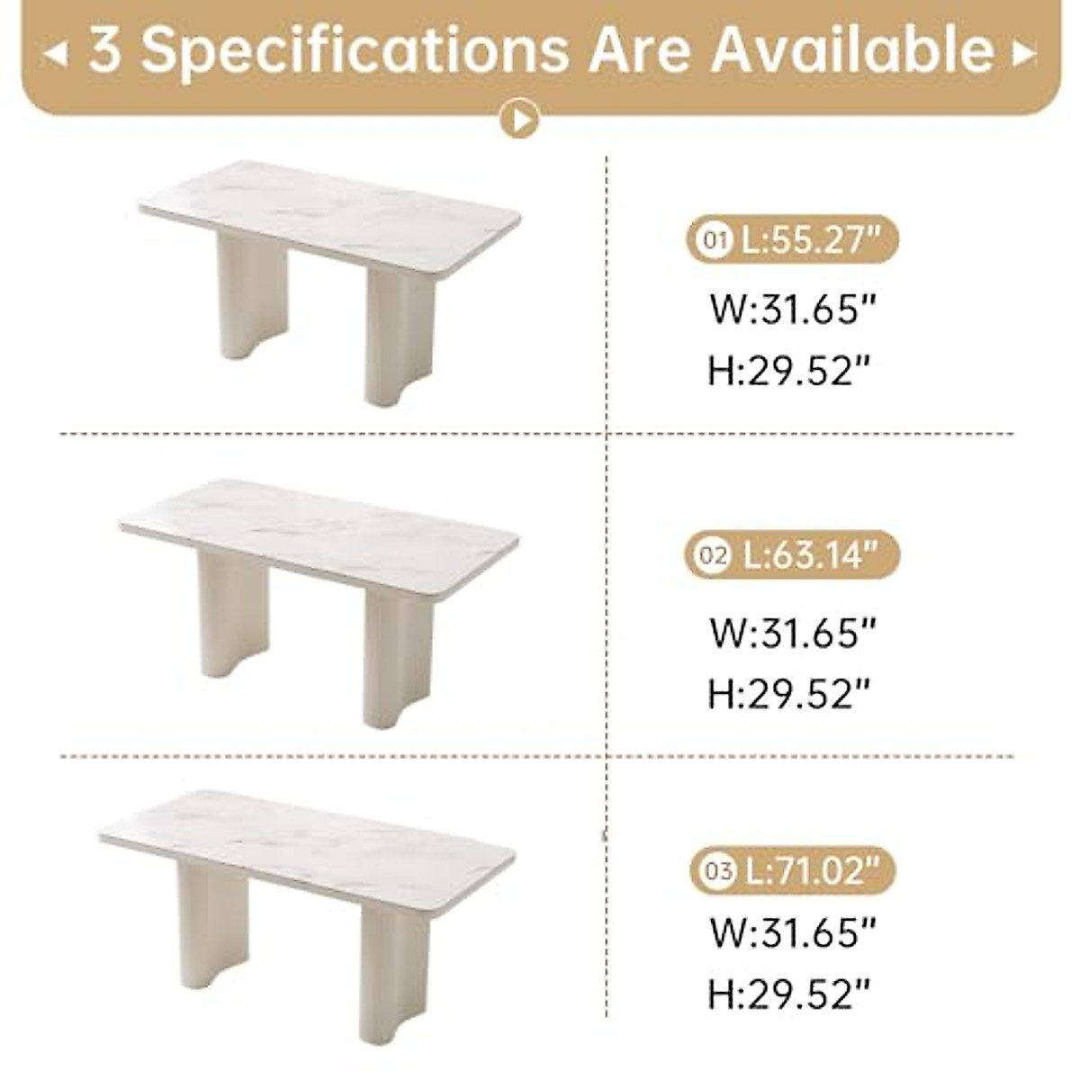 Guyii 55.27" Dining Table, Modern Rectangular Kitchen Table, Indoor Dining Table for Kitchen, Bar, Living Room, Small Space, Cream White, Easy Assembly, Table Only