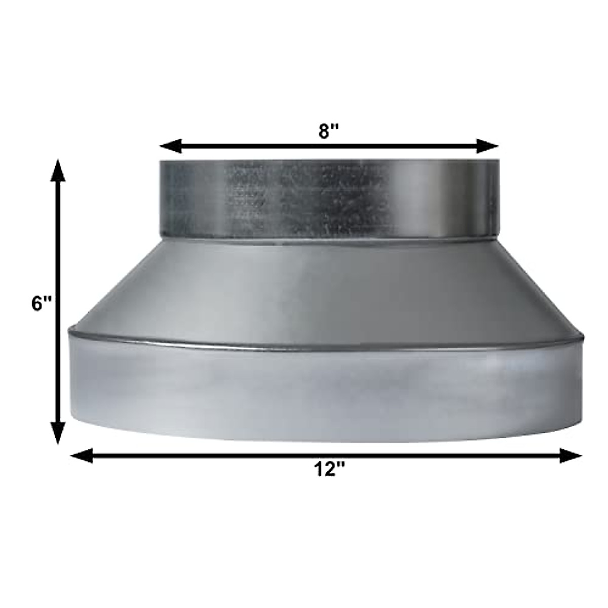 12 Inch to 8 Inch HVAC Duct Reducer & Increaser - Galvanized Sheet Metal Ducting Connector for Airflow, Heating, Cooling, & Air Ventilation System Extra Strength and Fittings