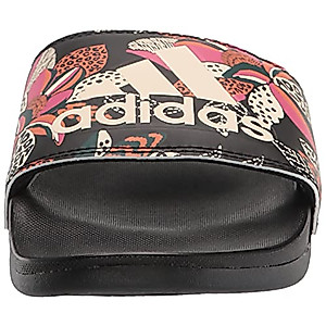 adidas Women's Adilette Comfort Slides Sandal, Core Black/Wonder White/Core Black, 6