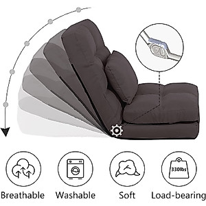 FLOGUOR Chaise Lounge Indoor, 14-Position Floor Chair with Back Support for Adults Kids, Folding Lazy Sofa Chair Lounge Chair with a Padded Pillow for Living Room, Bedroom, for Gaming Reading 8823CO
