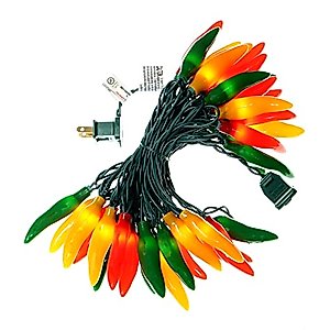 LUCKY SHINE 18 FT Chili Pepper Lights, Red Green and Yellow LED Home Decorations Lights String, for Kitchen, Patio, Window, Living Room, Garden.
