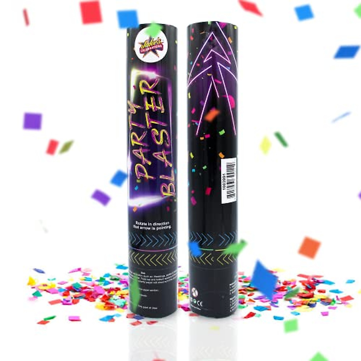 Jake's Celebrations Colorful Confetti Cannon – Compressed Air Confetti Poppers – Easy to Use Funny Confetti Shooters – Confetti Cannons for Weddings, Parties & Holidays (Set of 12)…