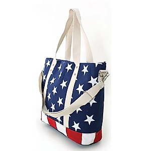 WonderMolly Stars and Stripes USA Flag Canvas Tote Bag