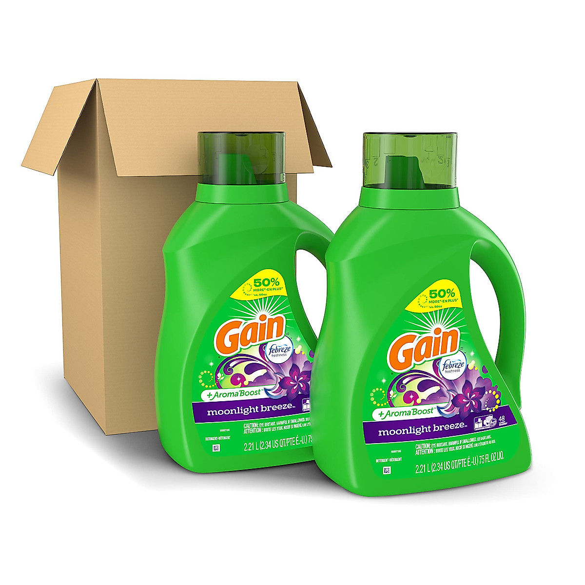 Gain Laundry Detergent Liquid Soap, Moonlight Breeze, 75 Fl Oz, Pack of 2