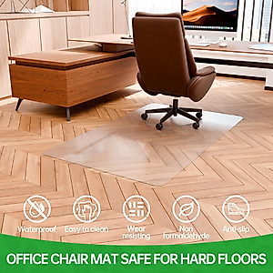 100pointONE Large Chair Mat for Hardwood Floors - 53 x 45 Inches Heavy Duty Large Office Floor Mats for Computer Desk, Easy Glide Floor Protection Mats for Rolling Chairs (45'' x 53'' with Lip)