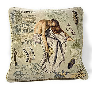 Tache Vintage Pillow Cushion Cover - 18" by 18" Square French Parisian Model Throw Pillow Cover - 1 Piece