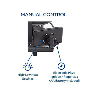 HearthSense VFL18M Dual Fuel Ventless Fireplace Logs Set with Manual Control, Use with Natural Gas or Liquid Propane, 30000 BTU, Heats up to 1000 Sq. Ft, Brown, 18 Inches