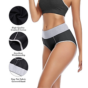 wirarpa Women's Cotton Underwear High Waist Briefs Ladies Soft Breathable Panties Full Coverage Underpants 5 Pack Large