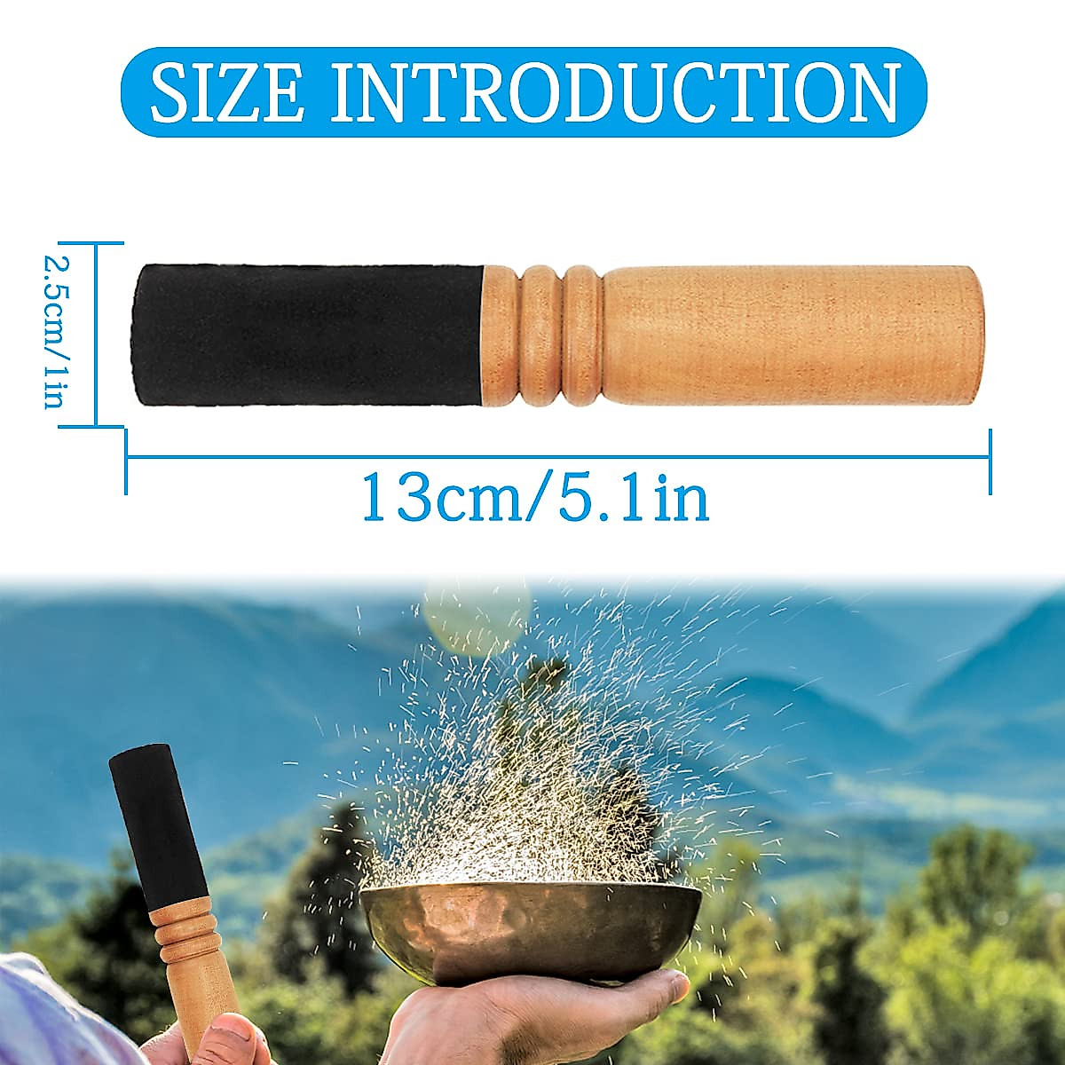 Singing Bowl Mallet Tibetan Singing Bowl Striker Buddha Sound Bowl Mallet Stick for Meditation, Yoga, Relaxation, Chakra Healing, Prayer and Mindfulness