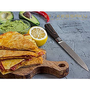 KESSAKU Utility Knife - 5.5 inch - Samurai Series - Razor Sharp Kitchen Knife - Forged 7Cr17MoV High Carbon Stainless Steel - Wood Handle with Blade Guard