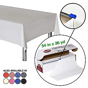 Neatiffy Disposable Plastic Table Cloth Roll | 54 in x 108 Ft Waterproof Tablecloth | Table Cover for Rectangle, Square, Round Oval Tables | Picnic, Party, Banquet, Birthdays, Weddings - White