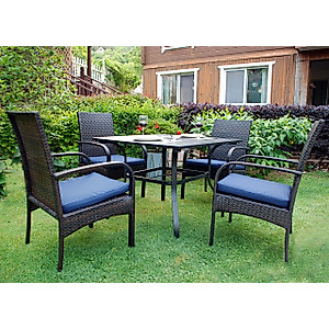 SAILARY Wicker Patio Dining Chairs with Padded Cushions, Outdoor Rattan Chairs with Armrest Support 350 lb Set of 6