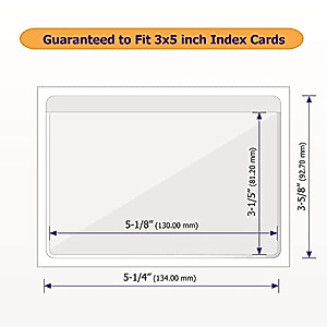 Clear Adhesive 3" x 5" Index Card Pockets with Top Open for Loading, 50 Pack, Plastic Labels Holders for Storage Bins and Library Card, Ideal Card Holder for Organizing and Protecting Your Index Cards
