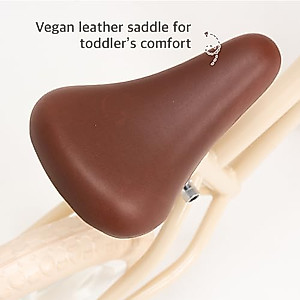 MomnLittle Retro Balance Bike(Green Olive) with Vegan Leather Seat and Handlebar Airless Tires for Ages 3~8 Years Boys Girls