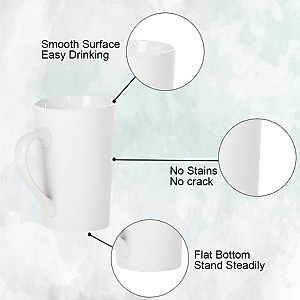 Coffee Mugs Set of 2, 13 Oz Plain White Porcelain Mugs for DIY Paint,Dishwasher Safe, Microwave Safe, Chip-free,Lead-free (2Pack)