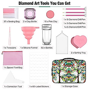MoKo Diamond Painting Storage Containers, 60 Slots Diamond Painting Kits Accessories Case,Diamond Painting Tools Organizer for DIY Craft Beads Rhinestones,Lucky Tree
