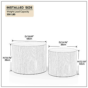 WILLIAMSPACE Nesting Coffee Table Set of 2, Walnut Round Wooden Coffee Tables Modern Circle Table for Small Space Living Room Bedroom Accent End Side Table (Walnut-Round)