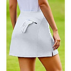 ADOME Women Active Athletic Skort Golf Skirt Lightweight Running Tennis Golf Workout Skirt with Pockets White