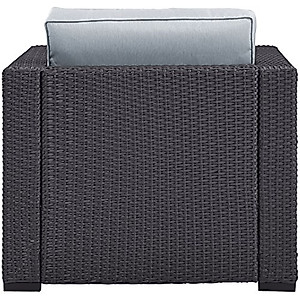 Crosley Furniture KO70130BR-MI Biscayne Outdoor Wicker Arm Chair, Brown with Mist Cushions