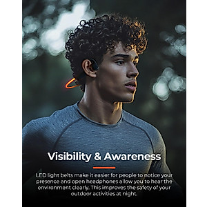 havit Light Open Ear Headphones LED Beacon String Air Conduction Wireless Headsets Running Headphones with 16.2mm Powerful Bass, 16H Playtime, IPX5, Bluetooth 5.3, 24g Light Weight, MP3